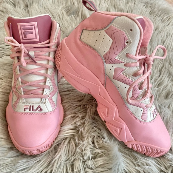 Fila | Shoes | Fila Mb Pink White Hightop Sneakers Athletic Shoe ...